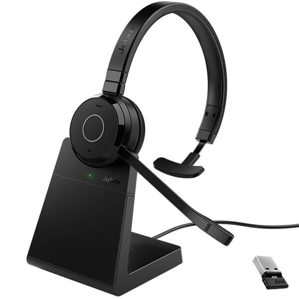 Jabra Evolve 65 TE UC Mono Wireless PC & Bluetooth Headset with Charging Stand | Jabra 6693-833 ...